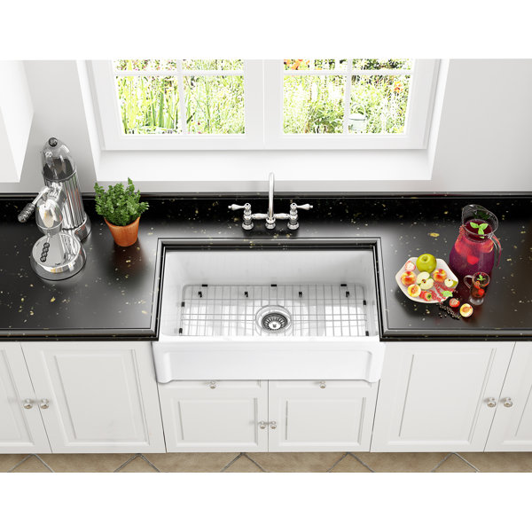 Ellai 30-Inch Farmhouse Sink Kitchen Sink White Reversible Single Bowl ...
