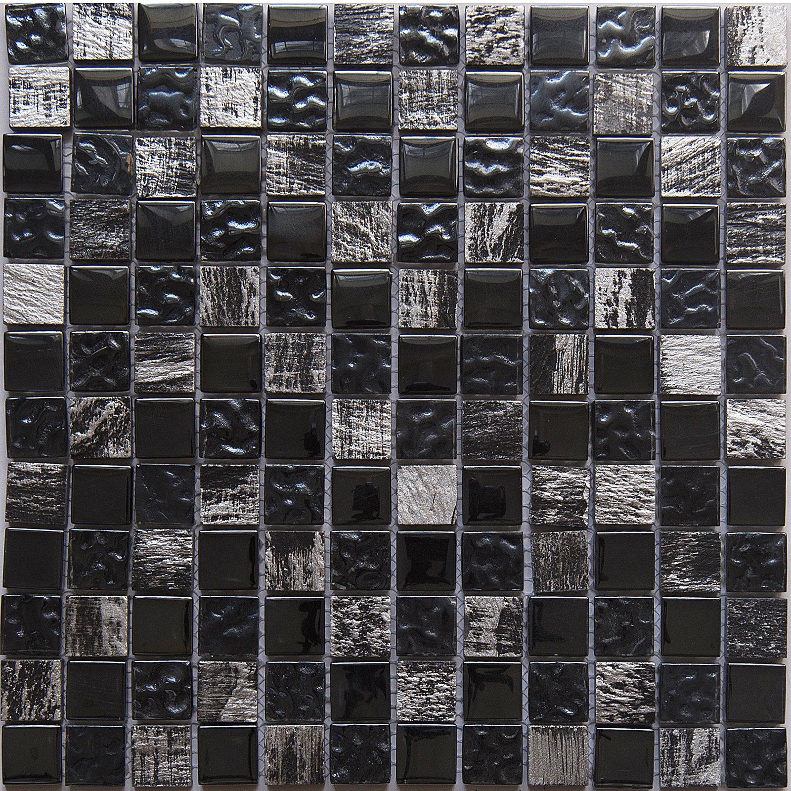 MatrixStoneUSA Astro 1" x 1" Metal/Glass Grid Mosaic Wall & Floor Tile ...