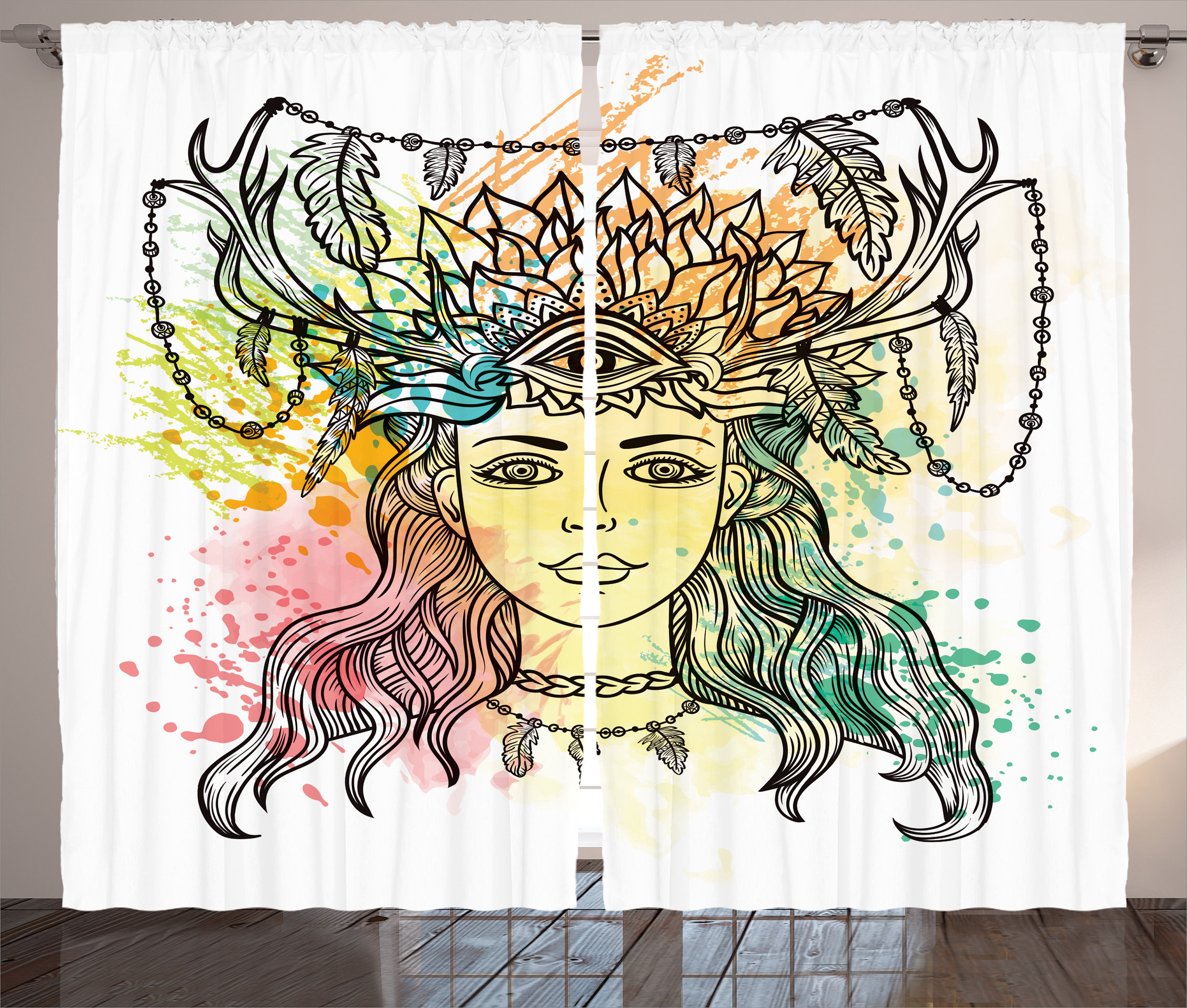 East Urban Home Occult Female Shaman with Third Eye Form on Head with ...