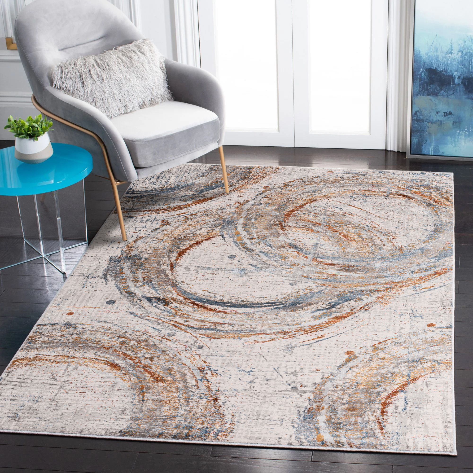 Wrought Studio Chantil Machine Woven Brown/Gray Rug | Wayfair