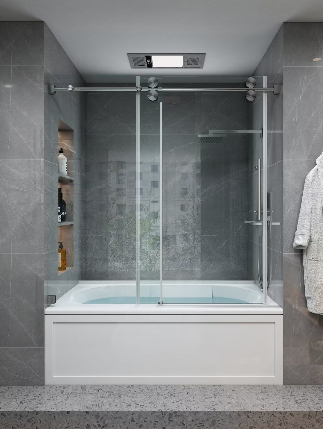 MCOCOD 60'' W x 60'' H Single Sliding Frameless Shower Door with Clear Glass | Wayfair