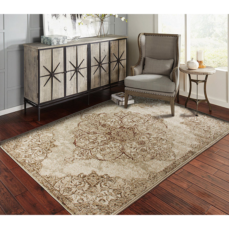 World Menagerie Springer Oriental Wool Brown/Ivory/Beige Area Rug ...