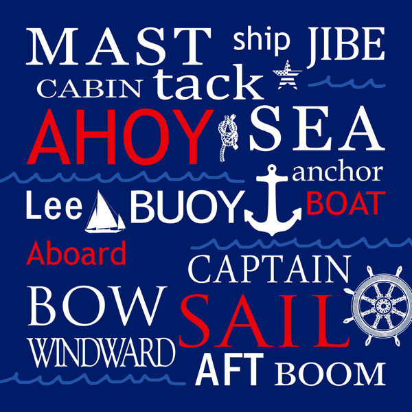 Breakwater Bay Nautical Words - Wrapped Canvas Textual Art | Wayfair