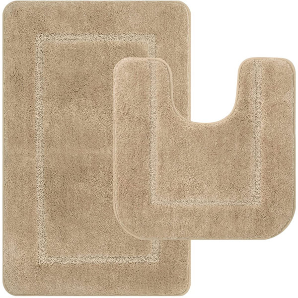 Ebern Designs 2 Piece Set Rectangle/u-shaped Bath Mat Gray | Wayfair.co.uk