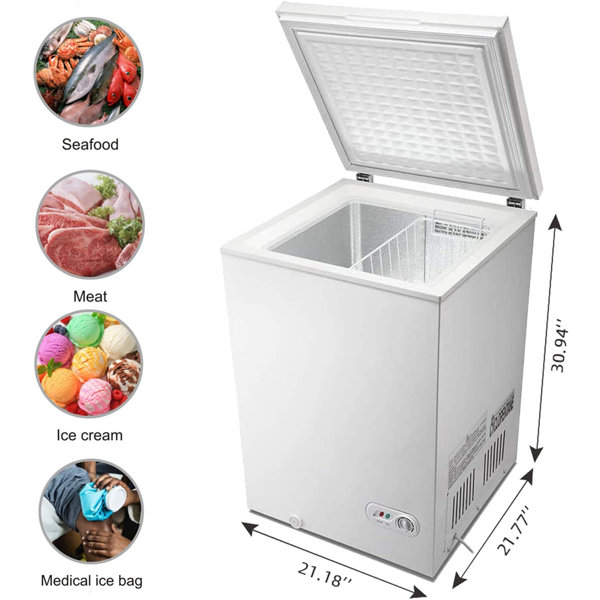 YUKOOL 3.5 Cubic Feet cu. ft. Chest Freezer with Adjustable Temperature ...
