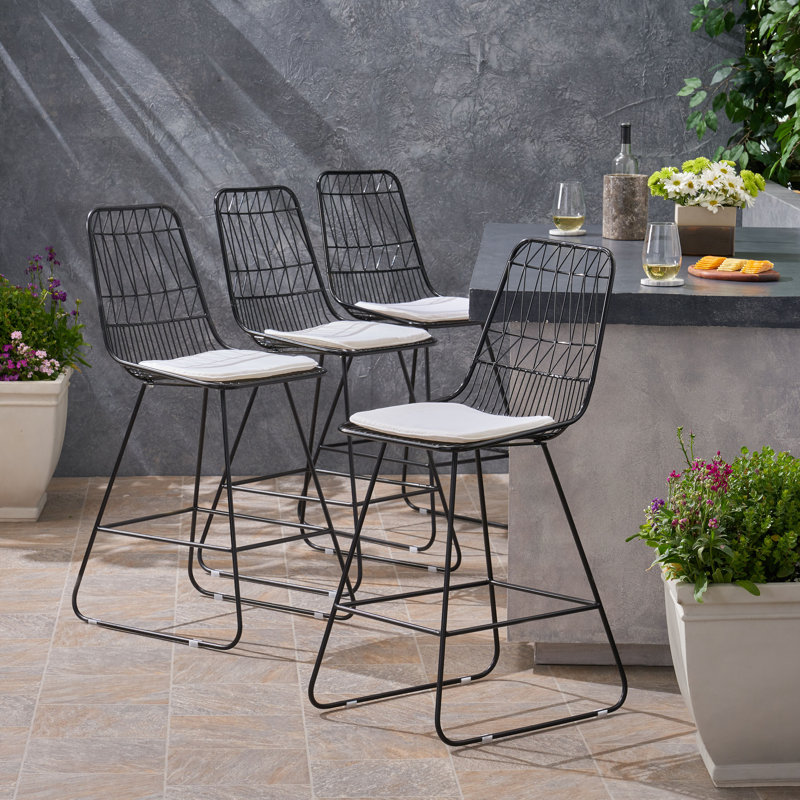 George Oliver Anneke Modern Geometric 26.25" Patio Bar Stool & Reviews ...
