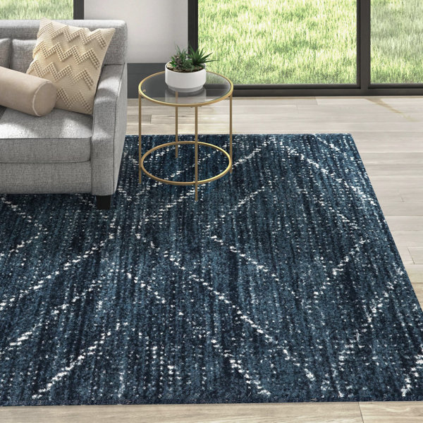 Mercury Row® Beveridge Geometric Dark Blue Area Rug & Reviews | Wayfair