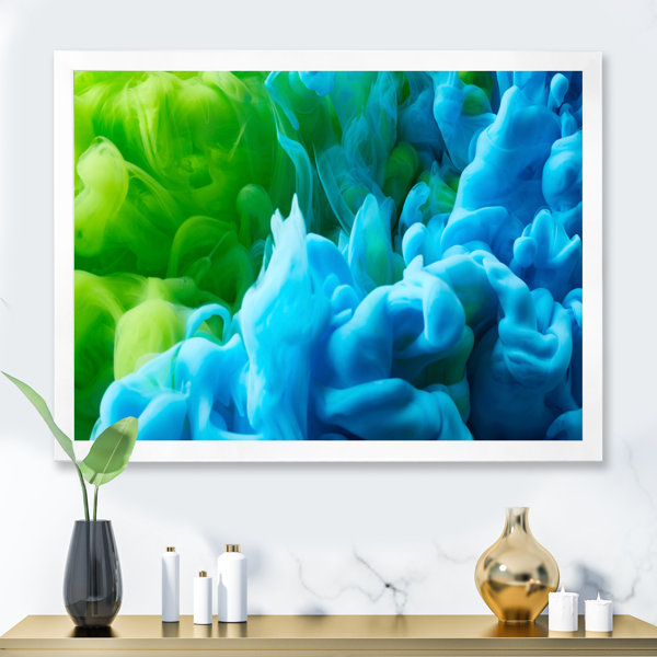 Wrought Studio Blue And Green Liquid Ink Art Blue And Green Liquid Ink ...