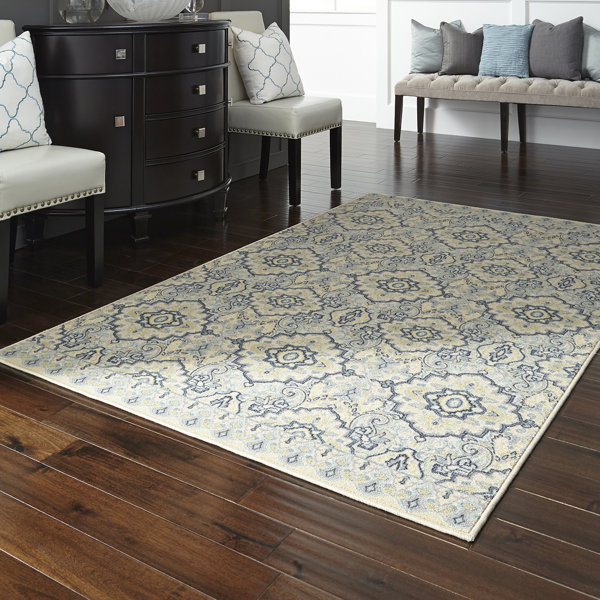 Charlton Home® Montville Damask Area Rug in Blue & Reviews | Wayfair.ca