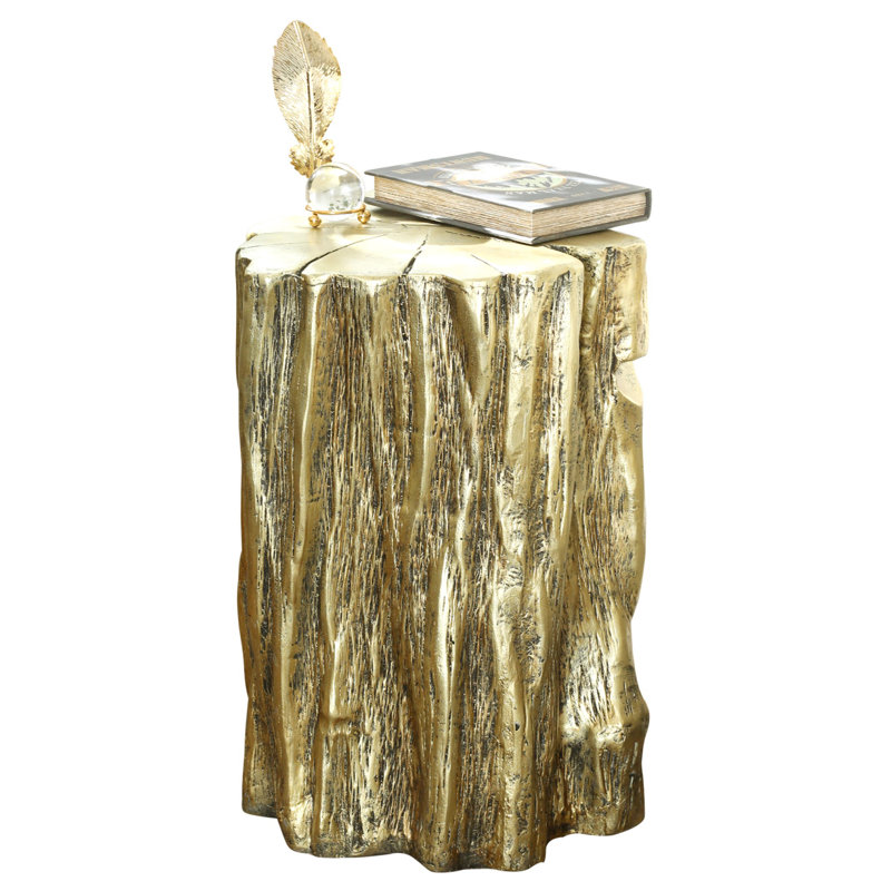 DOWLVN Tree Stump Trunk Side End Table, Faux Wood Patio Table, Garden ...