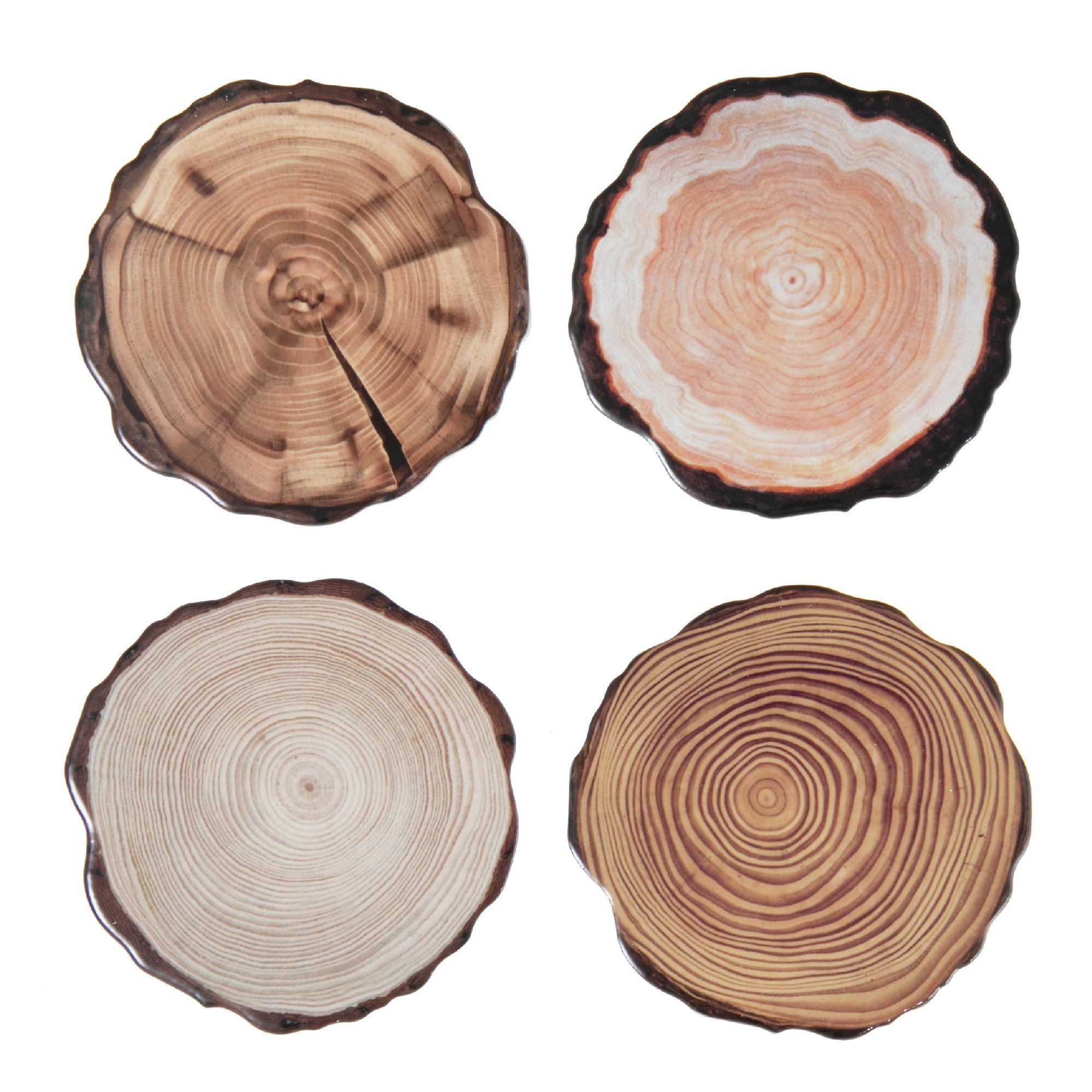Loon Peak® Wood Log 4 Piece Coaster Set | Wayfair
