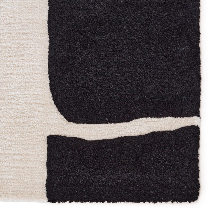 AllModern Handmade Black/Cream Rug | Wayfair