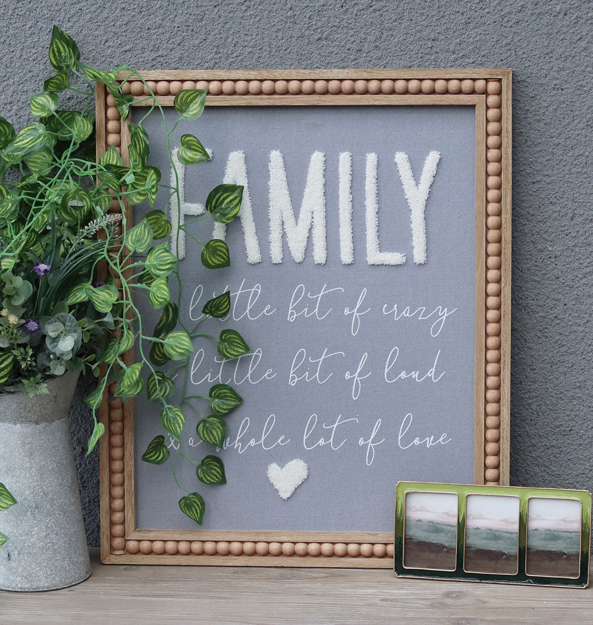 Dakota Fields Family Wall Hanging Sign with Natural Wood Bead Wall ...