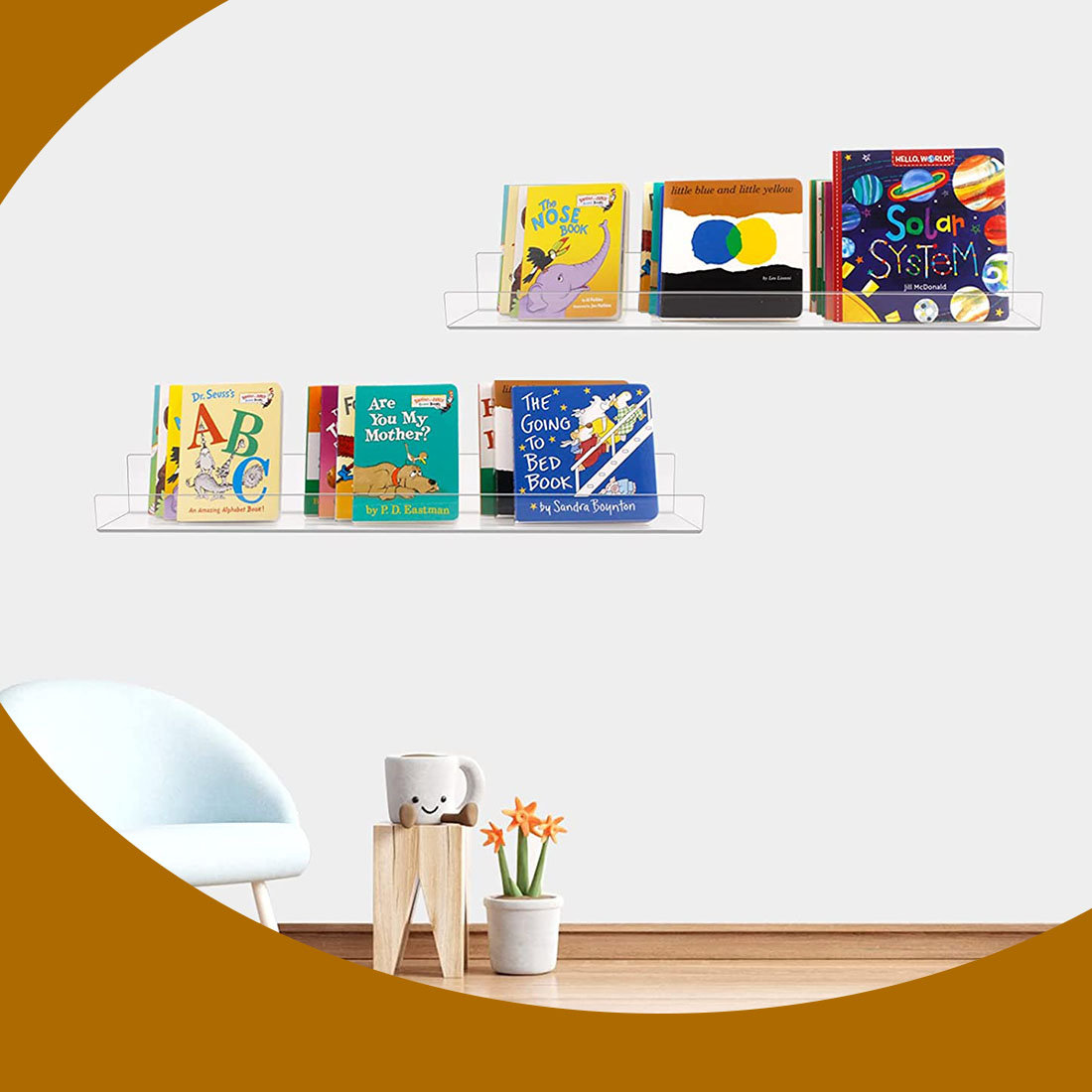 Rebrilliant Floating Shelves, Wall Mounted 24" Bookshelf, Clear Acrylic ...