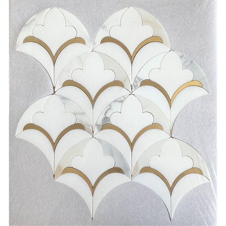 ES Stone Water Jet Water Jet 14" x 13" Marble Mosaic Tile | Perigold