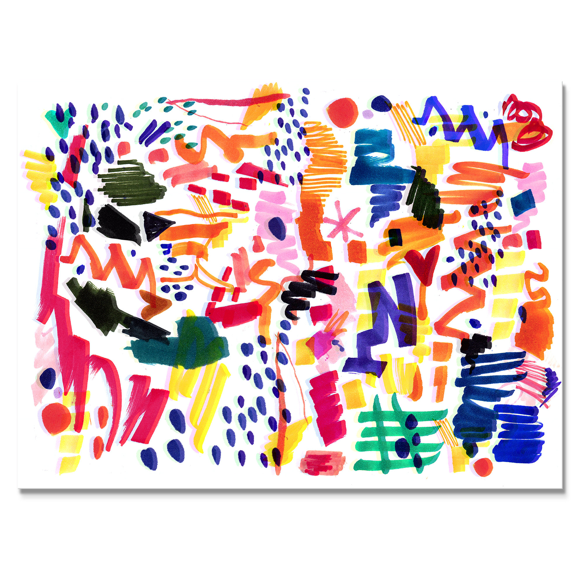 East Urban Home Modern Multicolor Futuristic Pop Pattern - Painting on ...