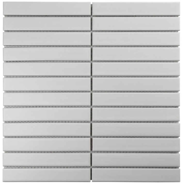 TheMosaicFactory 6" x 1" Straight Edge Porcelain Grid Mosaic Sheet Tile ...