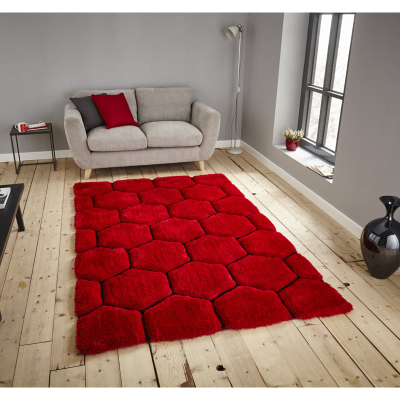 Ebern Designs Crespin Funky Hand Tufted Red Rug | Wayfair.co.uk