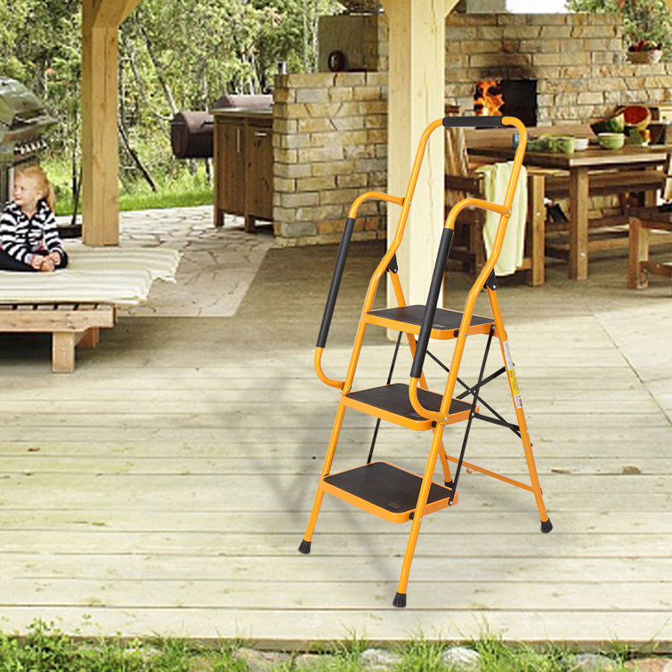 WFX Utility™ Folding 3 Step Ladder, Portable Anti-Slip And Wide Pedal ...