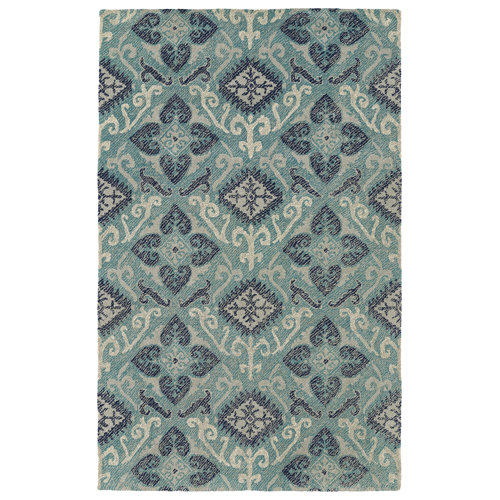 Charlton Home® Dittmar Handmade Teal/Silver/Navy Indoor/Outdoor Rug ...