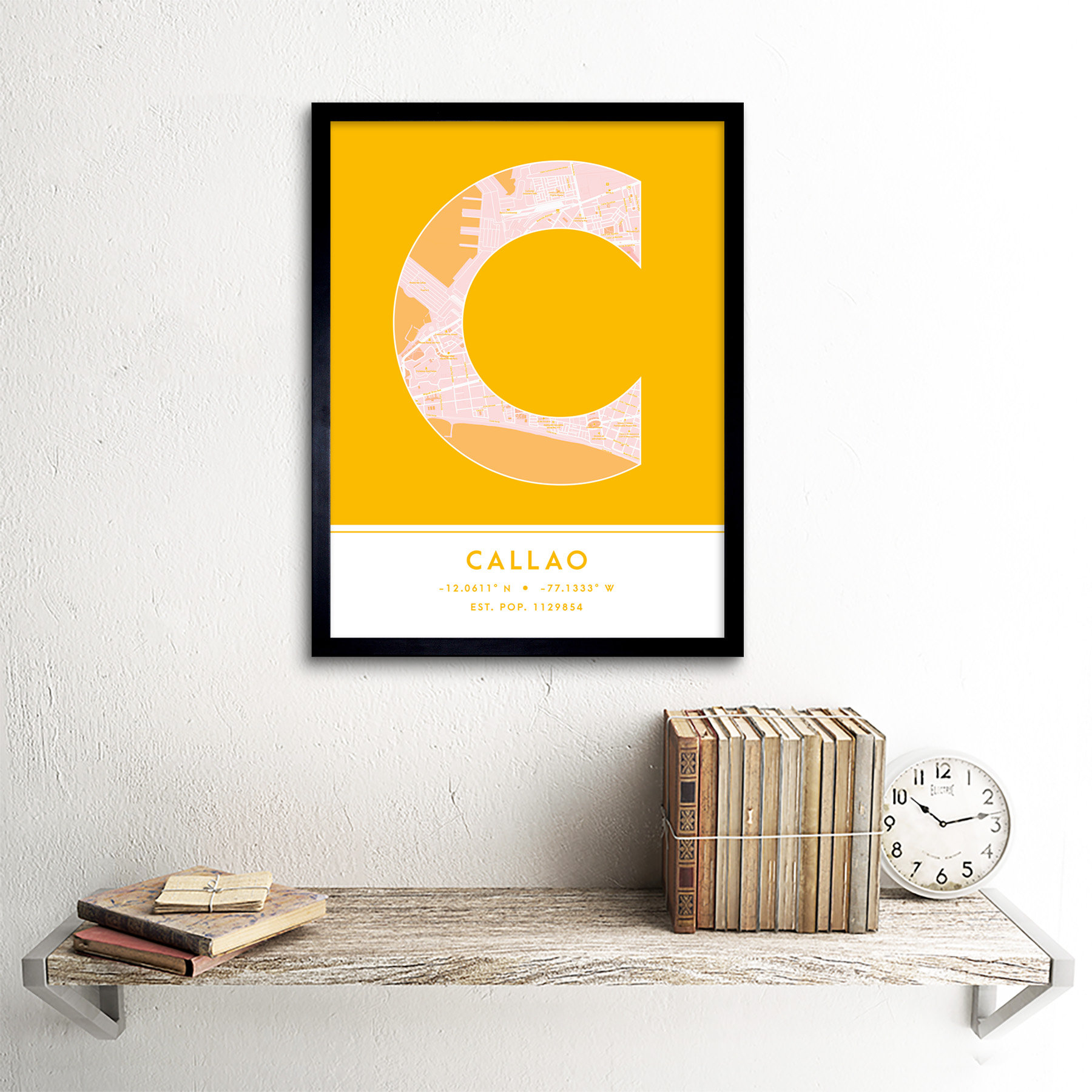 Wee Blue Coo Callao City Map Callao Yellow by - Picture Frame | Wayfair ...