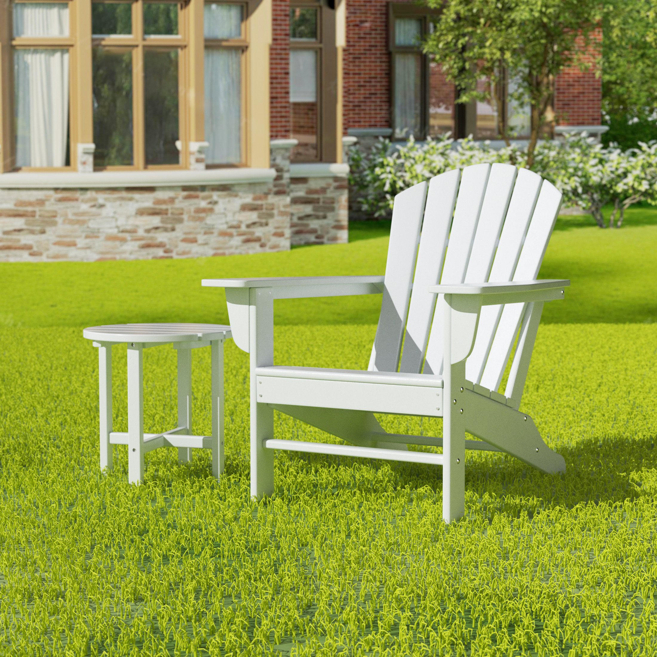 Highland Dunes Gleneagle Plastic/Resin Adirondack Chair with Table ...