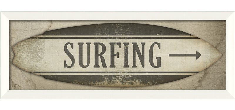 The Artwork Factory Surfing Right Surfboard Sign Framed Graphic Art ...