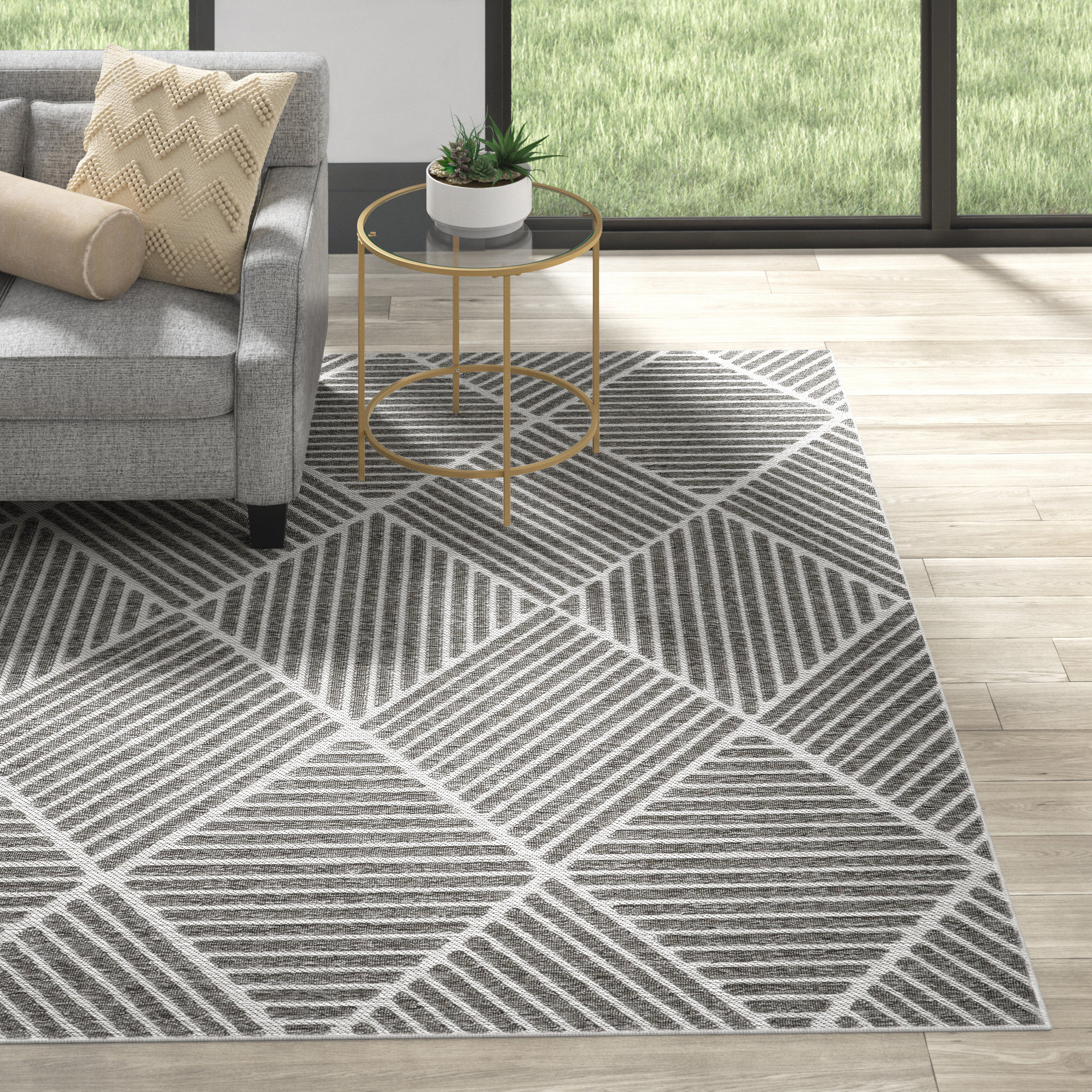 Mercury Row® Mira Power Loom Dark Gray Indoor/Outdoor Rug & Reviews ...