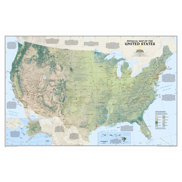 National Geographic Maps United States Physical Wall Map | Wayfair