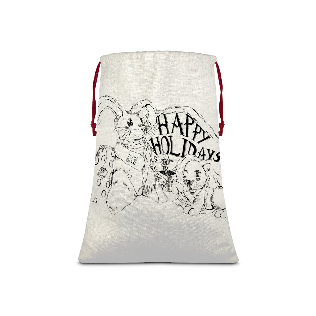 East Urban Home Happy Holiday''s Sublimation Linen Drawstring Sack ...