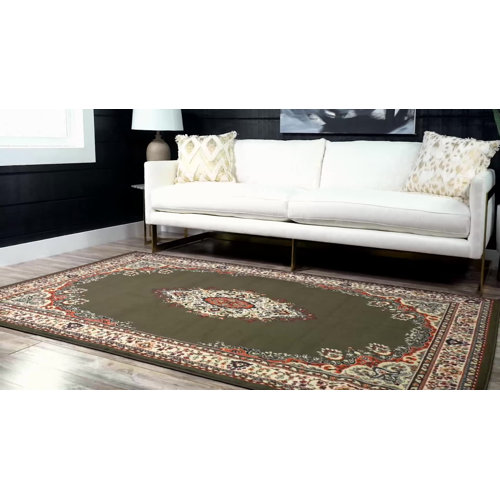 World Menagerie Balthrop Floral Area Rug in Green & Reviews | Wayfair