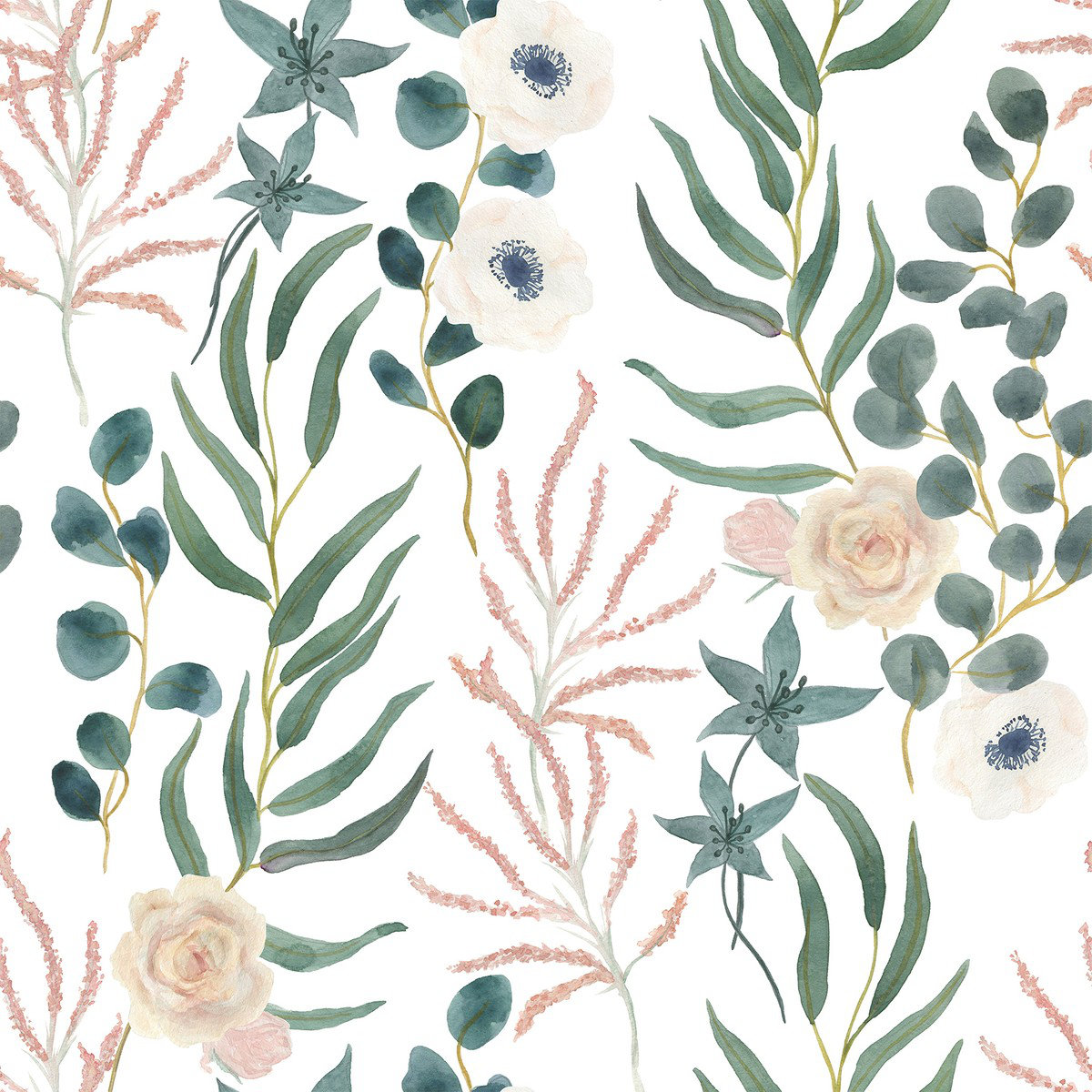 Red Barrel Studio® Watercolor Leaves Wallpaper Floral Wallpaper | Wayfair