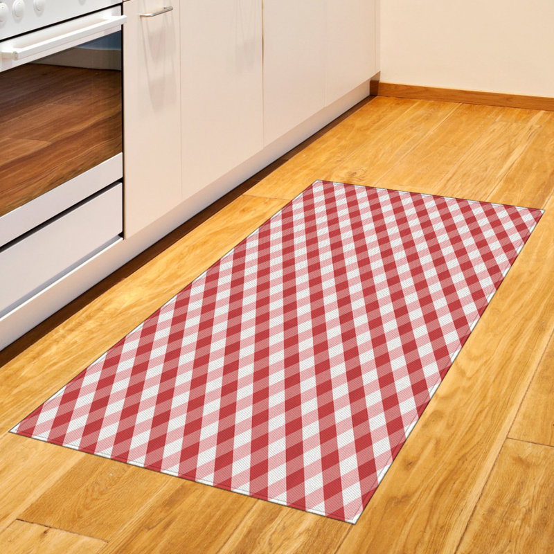 East Urban Home Checkered Red Area Rug | Wayfair