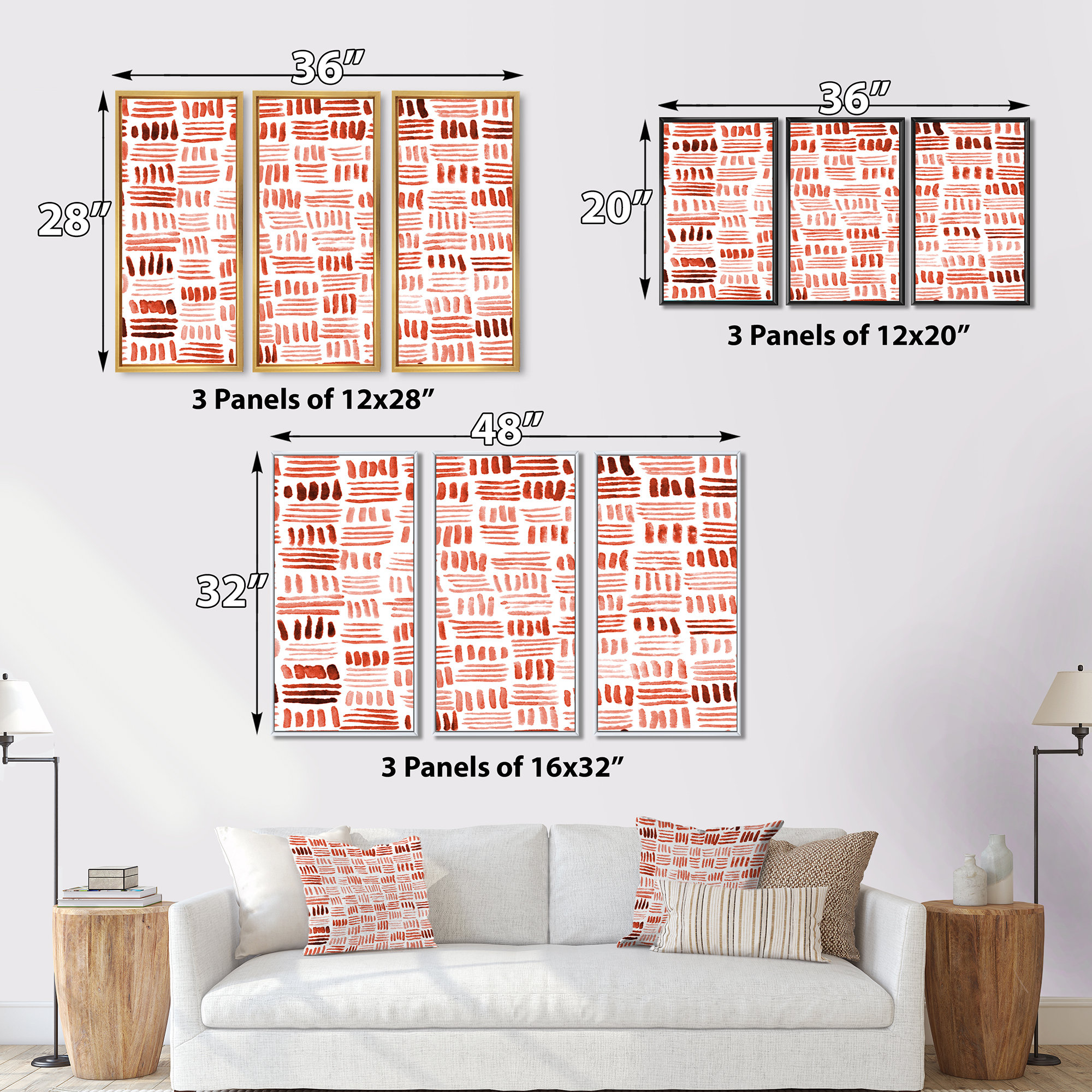 Ebern Designs Red Weaving Pattern - 3 Piece on | Wayfair