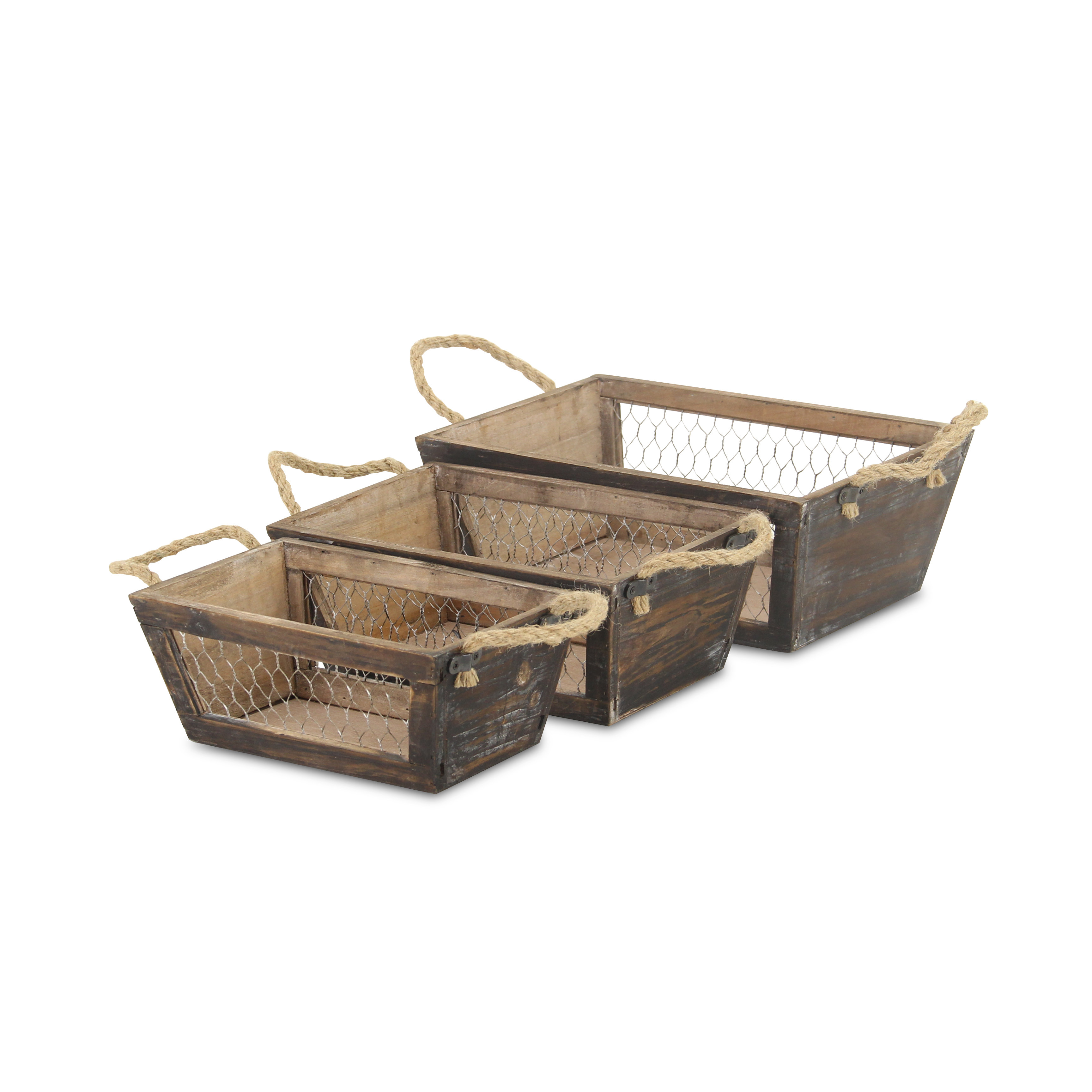 Cheungs Tapered 3 Piece Solid Wood Crate Set & Reviews | Wayfair