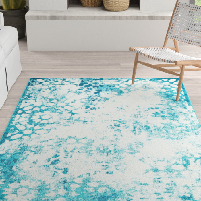 Mistana™ Brandt Turquoise/White Rug & Reviews | Wayfair