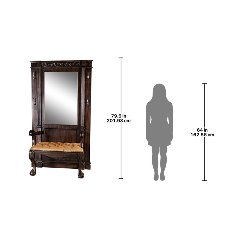 Fleur De Lis Living Jaydon 44'' Wide Mahogany Solid Wood Hall Tree ...