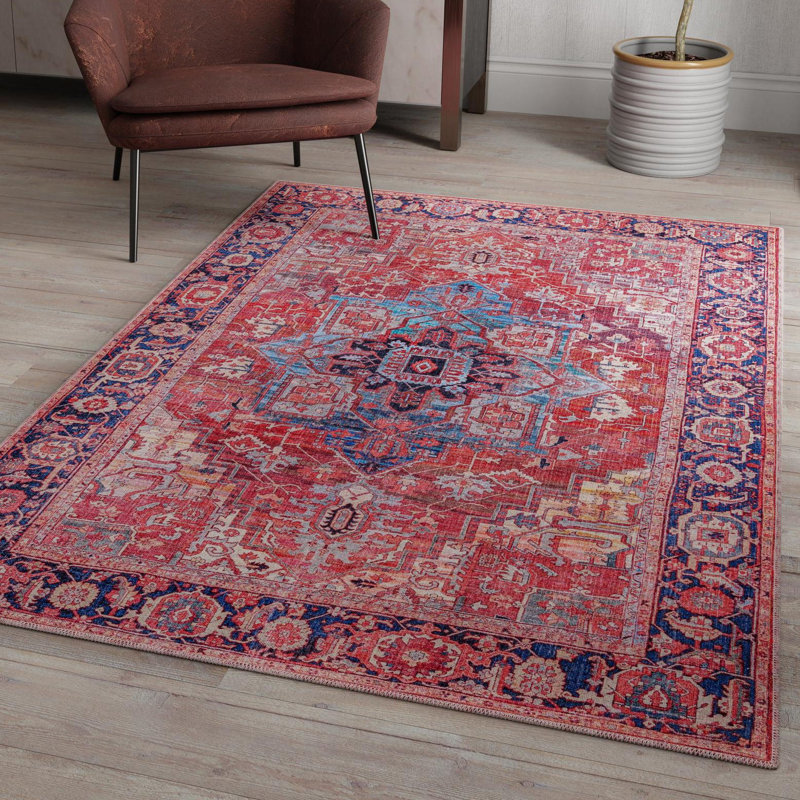 Langley Street Haigh Oriental Rust Red/Blue Area Rug & Reviews | Wayfair