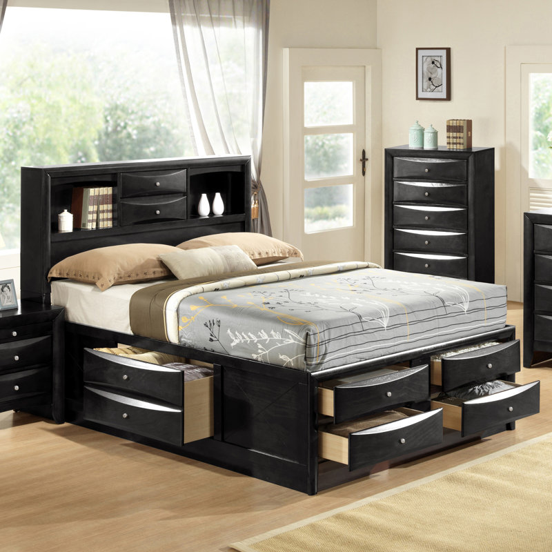 Darby Home Co Lit plateforme en bois massif avec rangement Marquez ...