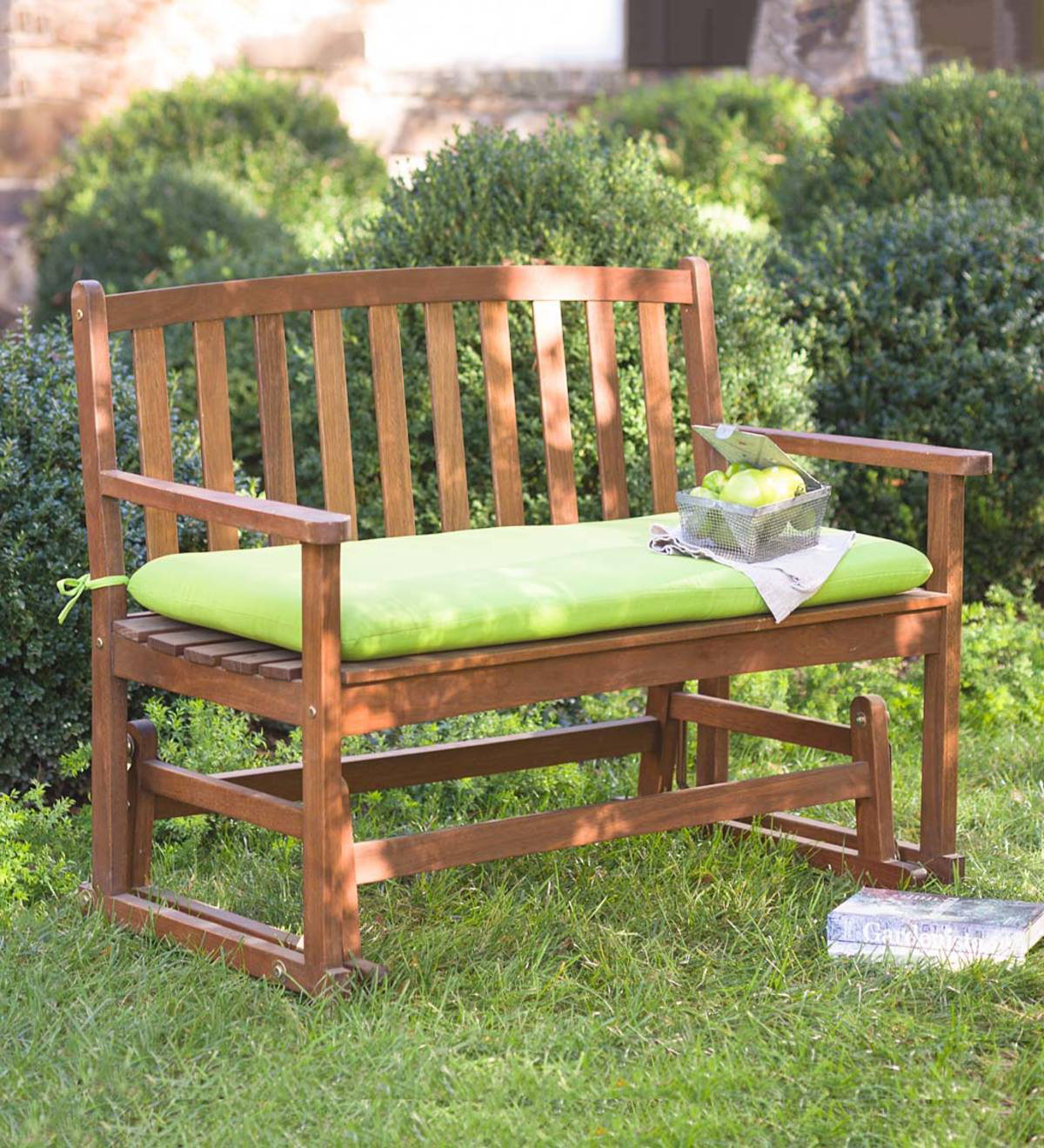 Plow & Hearth Outdoor Lancaster Gliding Solid Wood Bench & Reviews ...