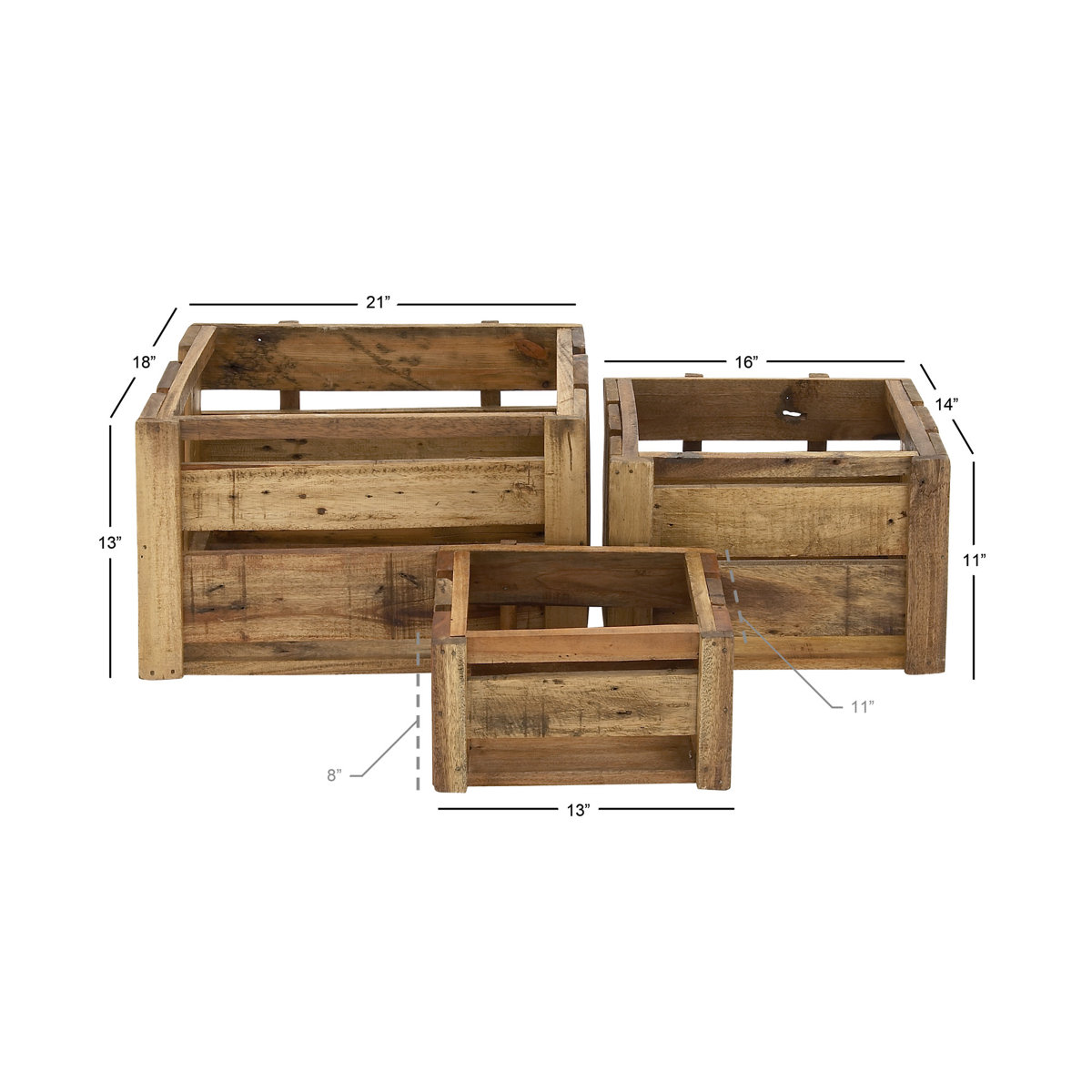 Sand & Stable 3 Piece Solid Wood Crate Set & Reviews | Wayfair