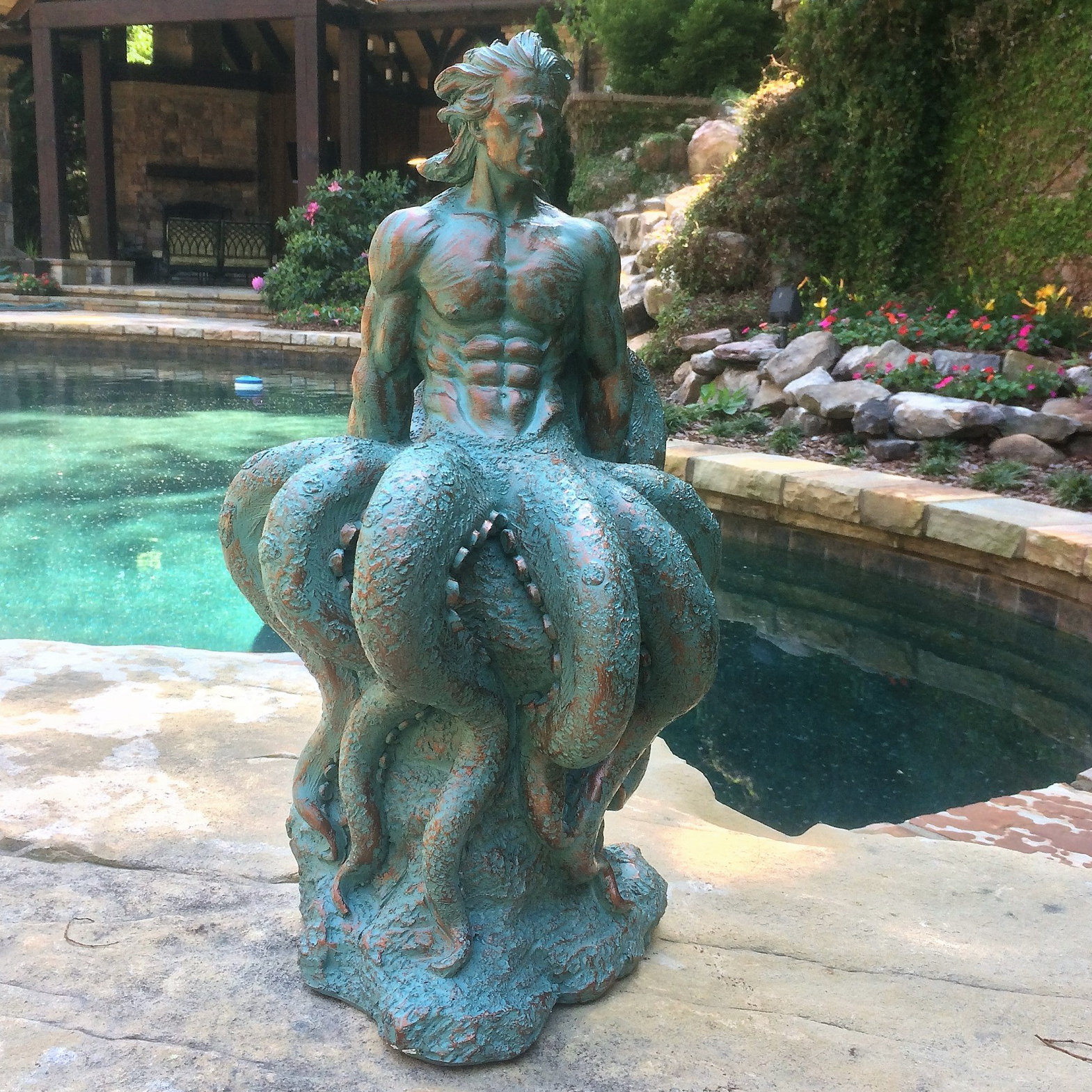 HomeStyles Life's a Beach Octoman Sitting on Coastal Rock Statue ...