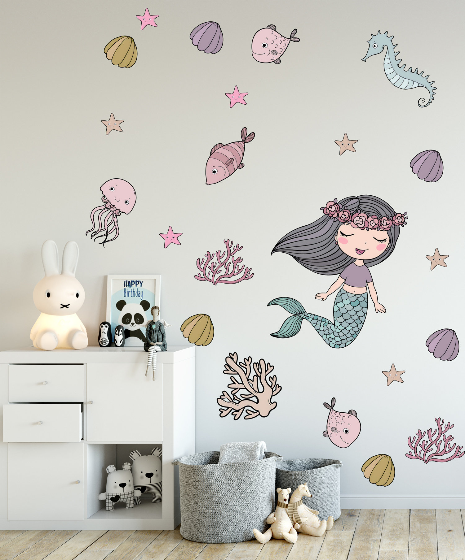 Zoomie Kids Roughton 22 Piece Mermaid Ariel Removable Wall Decal Set ...