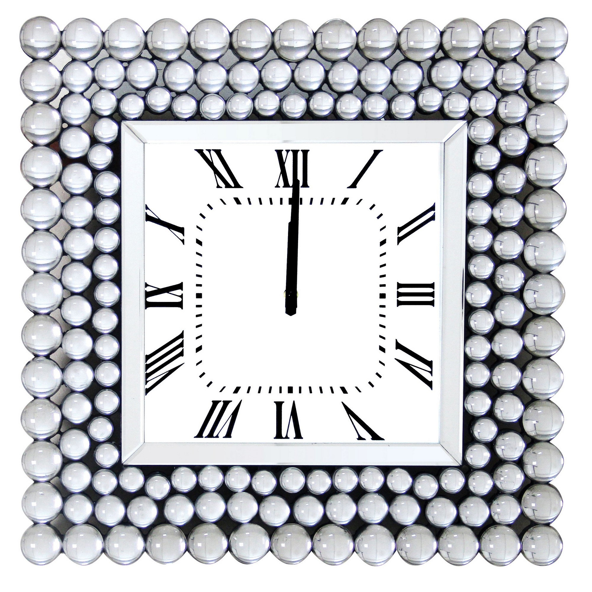Mercer41 20 Inch Square Quartz Wall Clock, Beaded Glass, Roman Numerals ...