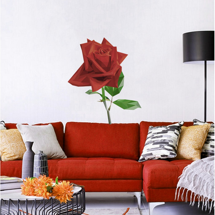 Red Barrel Studio® Polygonal Rose Wall Decal | Wayfair