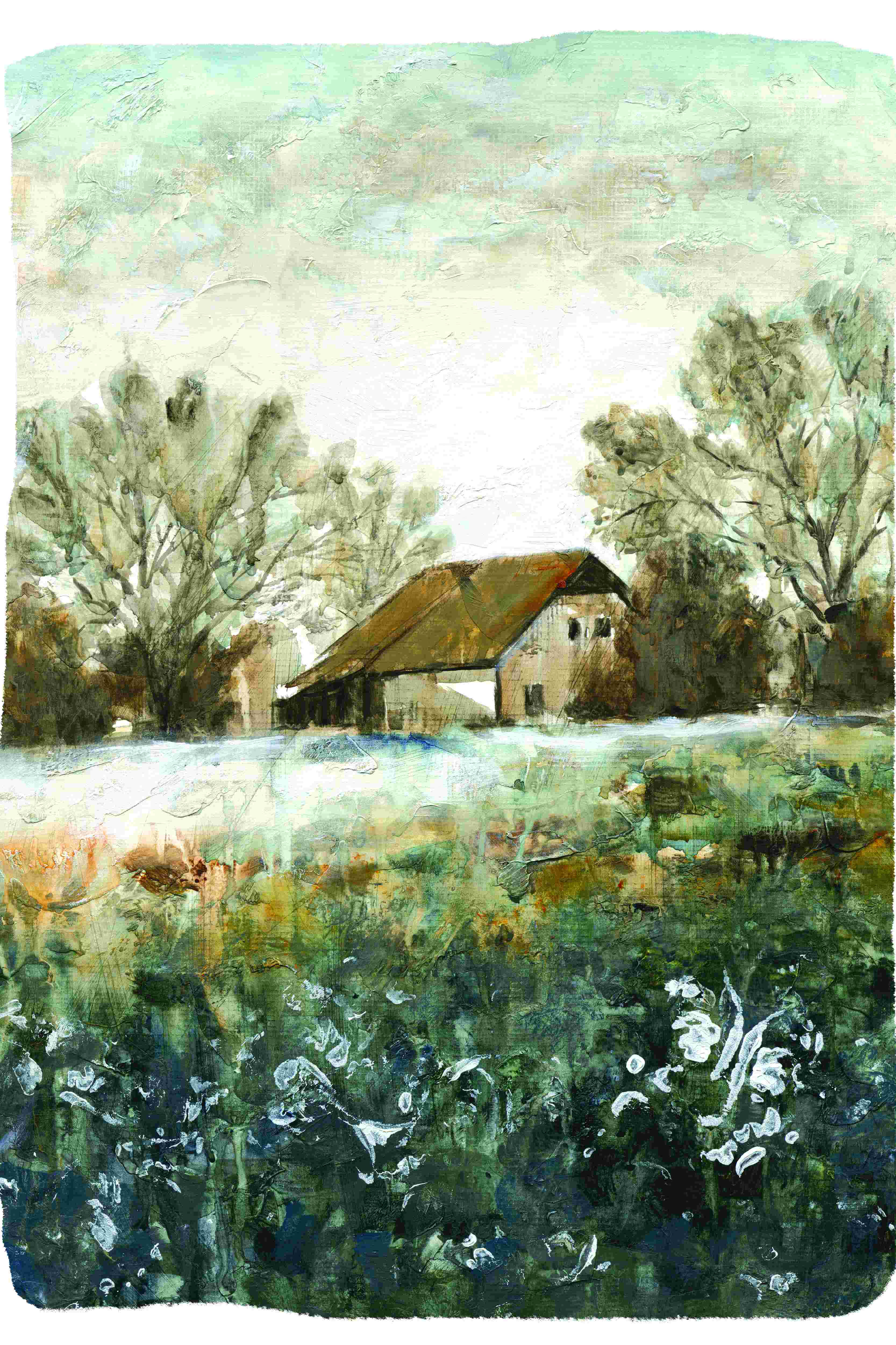 August Grove® Barn Scenery Hand Painted - Wrapped Canvas Print | Wayfair