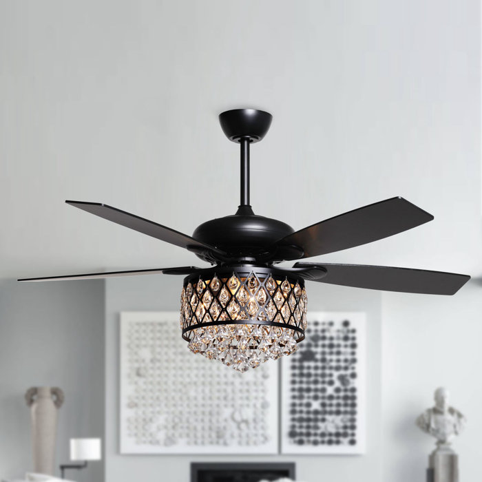 Willa Arlo Interiors 52'' Wilcher 5 - Blade Crystal Ceiling Fan with ...