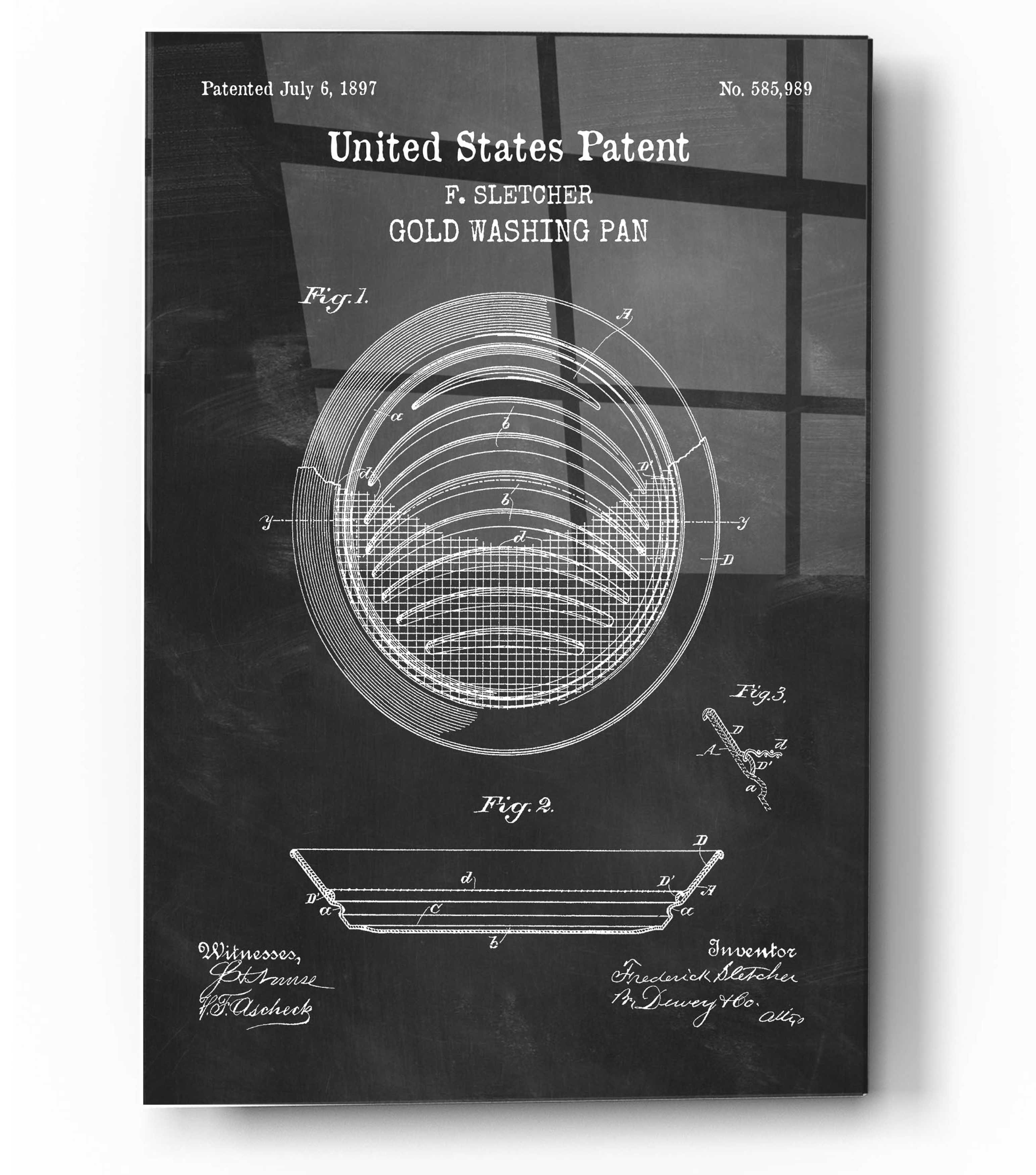 17 Stories Gold Pan Blueprint Patent Chalkboard - Graphic Art on | Wayfair