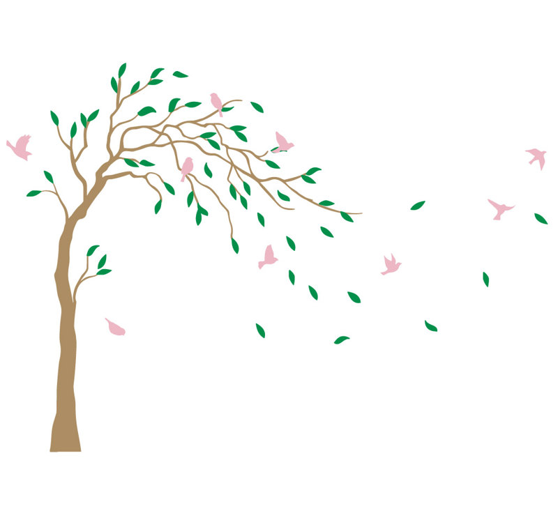 August Grove® Tree and Birds in Breeze Wall Decal & Reviews | Wayfair