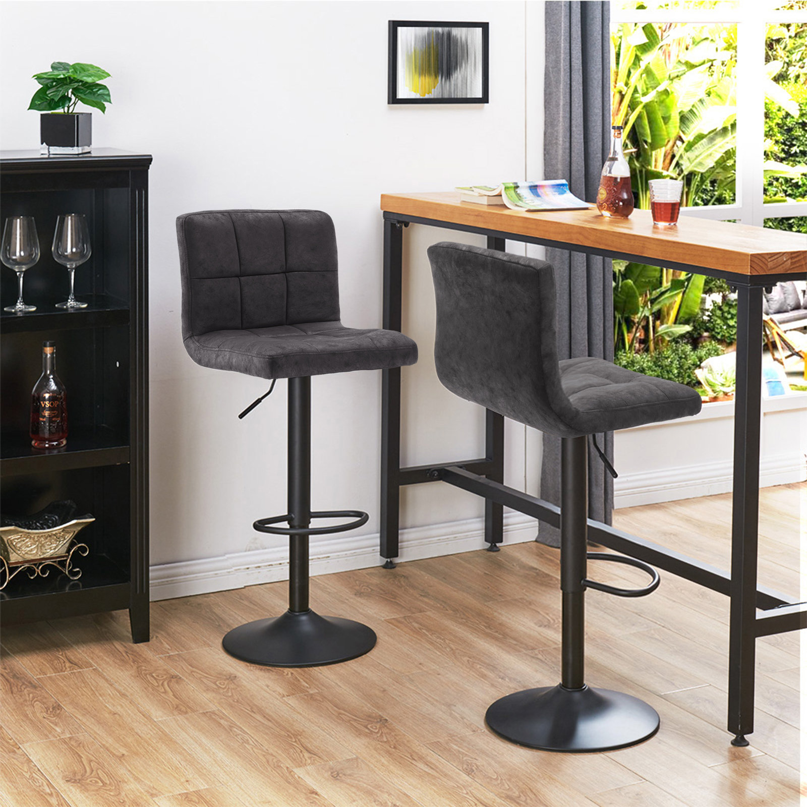 Latitude Run® Amjed Swivel Adjustable Height Bar Stool & Reviews | Wayfair